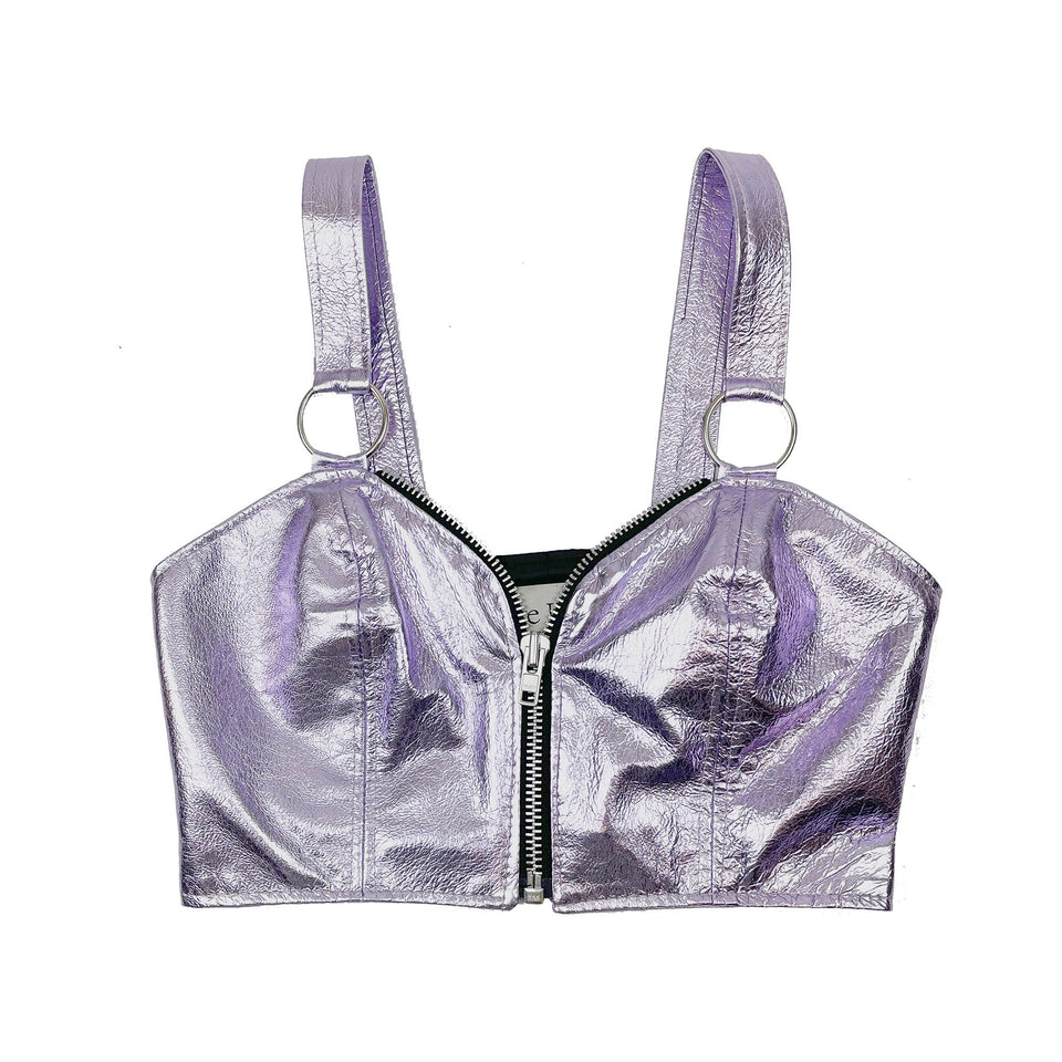 Metallic Leather Midi Bustier | Luxe Rebel Leather Co