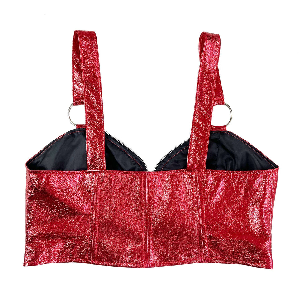 Metallic Red Cherry Midi Bustier | Luxe Rebel Leather Co