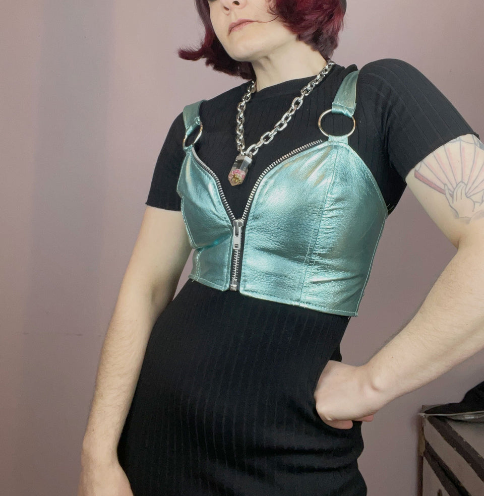 Metallic Leather Midi Bustier | Luxe Rebel Leather Co